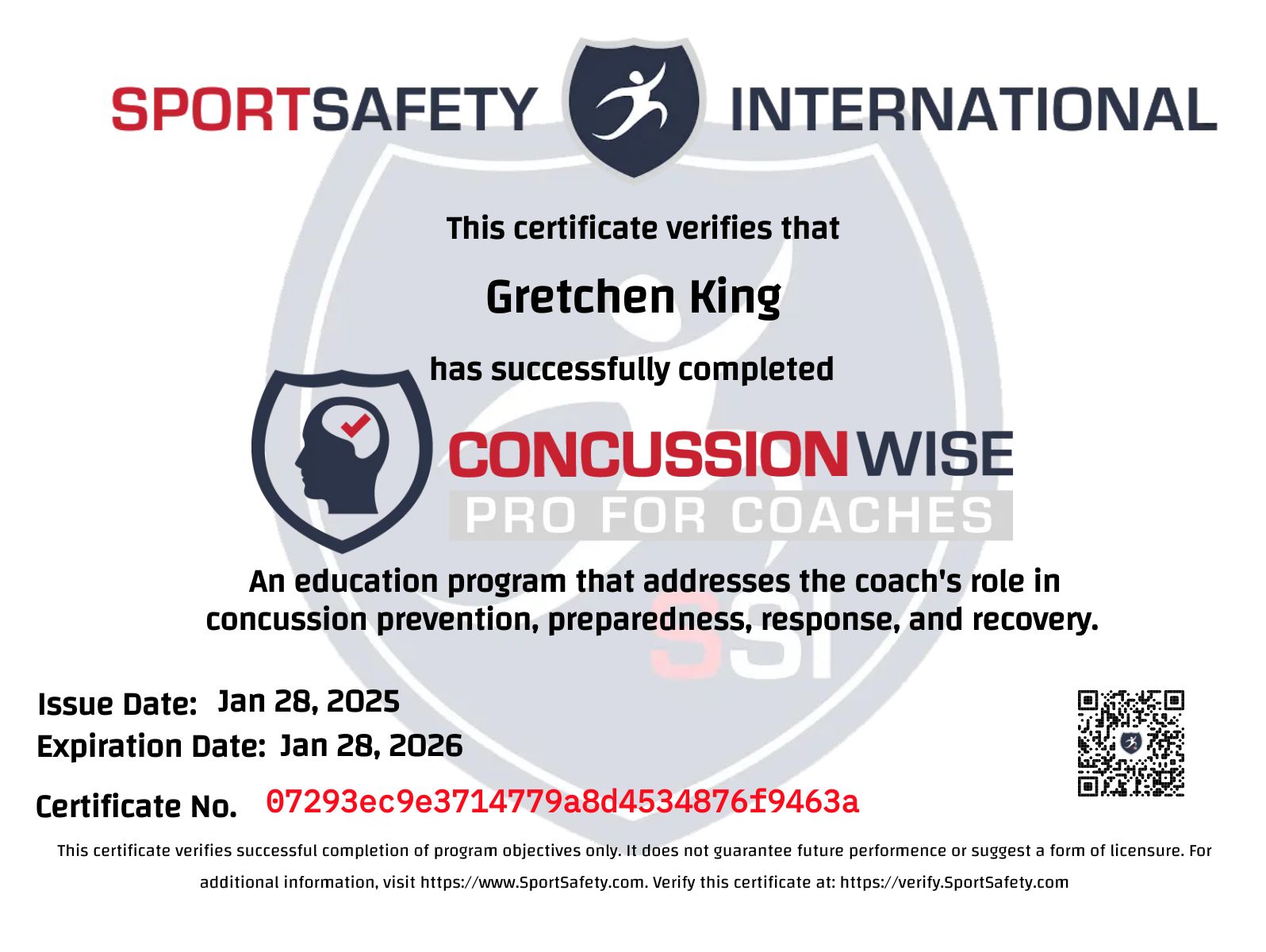 Gretchen King | Sport Safety International