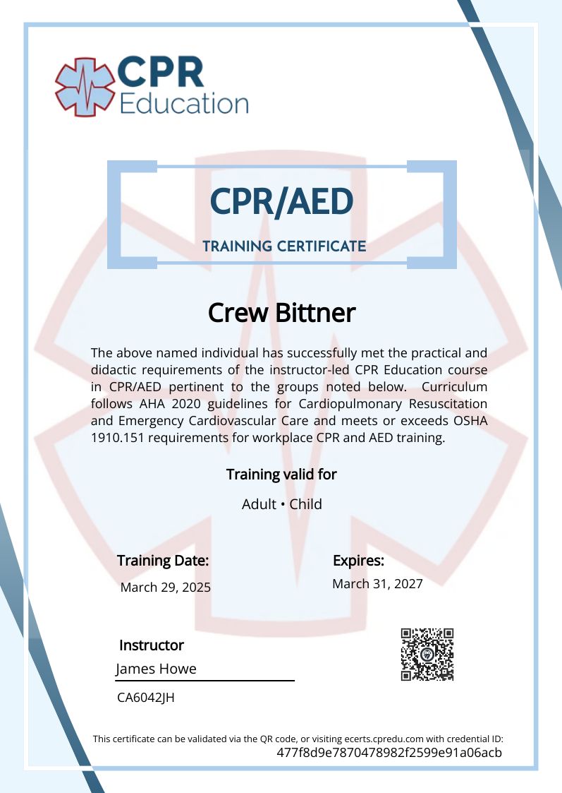 Crew Bittner | CPR Education