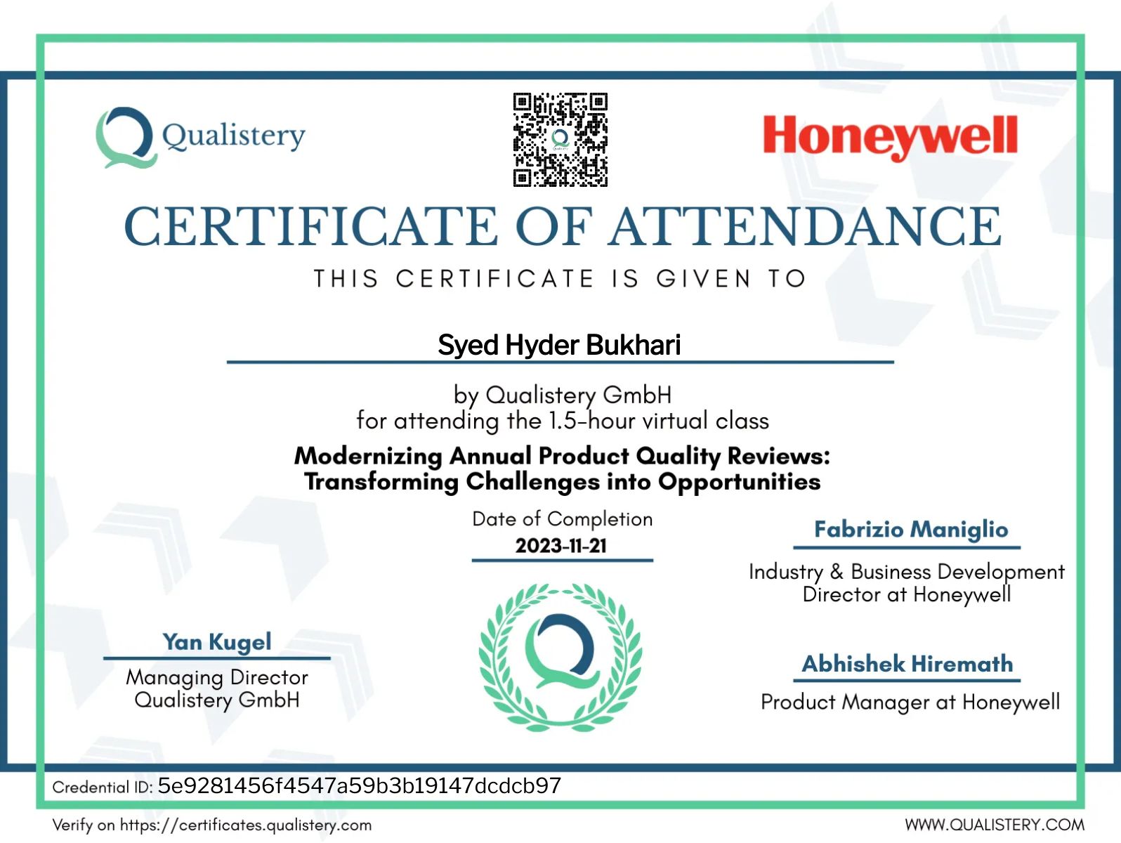 Syed Hyder Bukhari | Qualistery GmbH